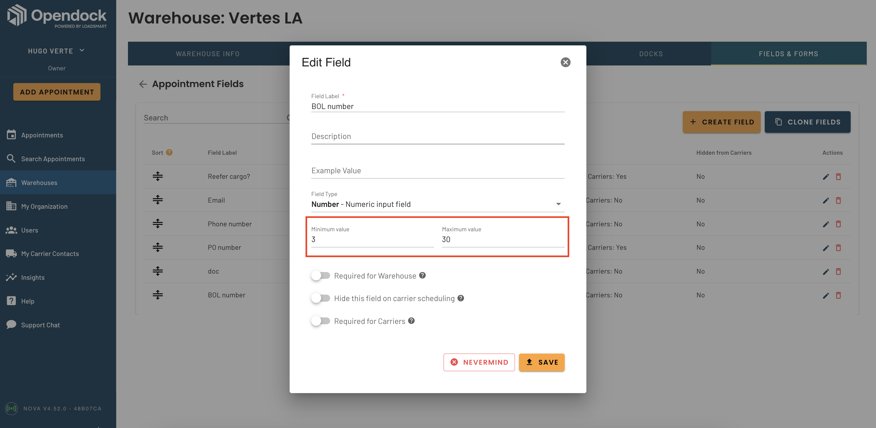 Setting Character Restriction Number And Text Fields Loadsmart