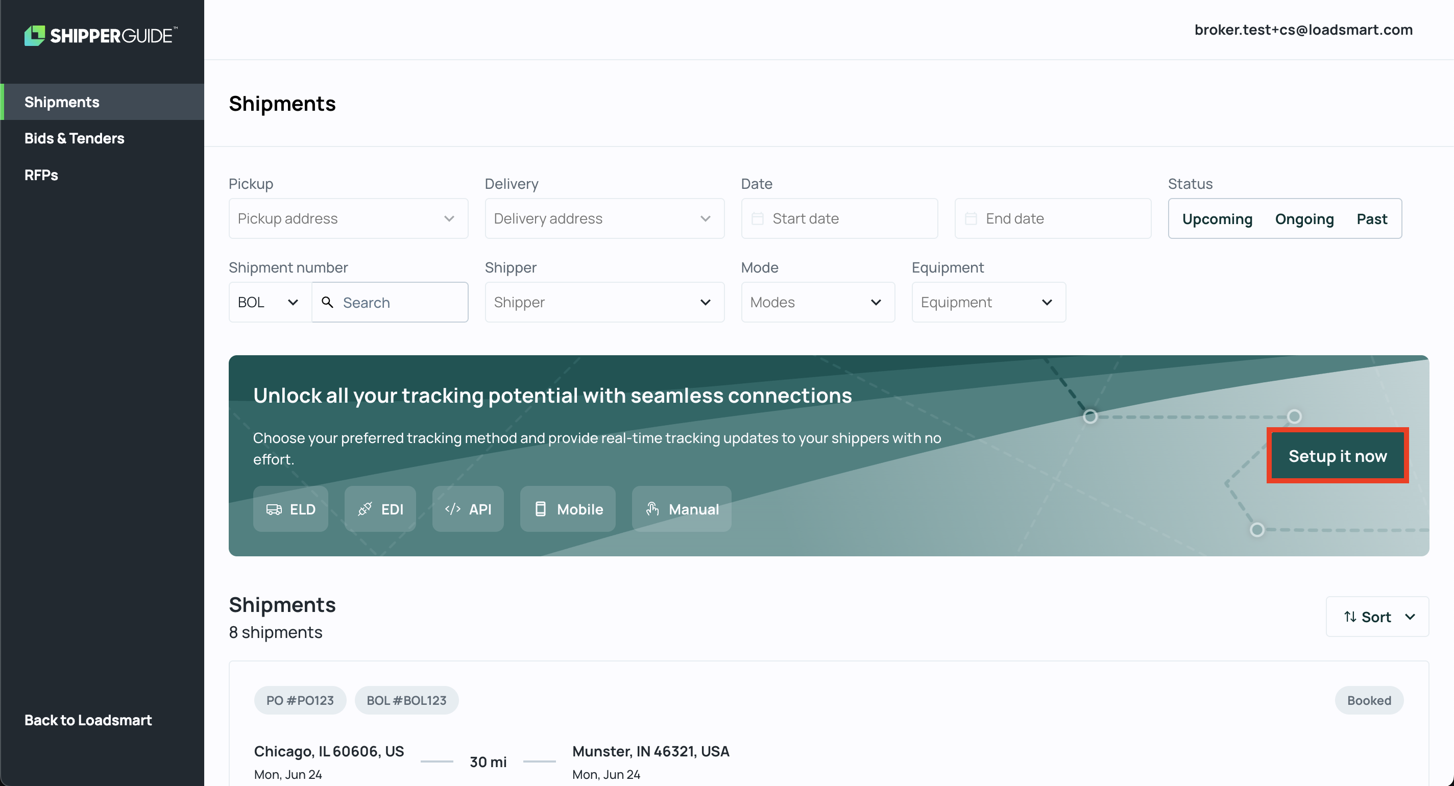 [ShipperGuide] Carrier Tracking for ShipperGuide TMS – Loadsmart